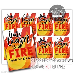 Our Team is on Fire Printable Gift Tags, Red Hot Tamales Candy Treat ...