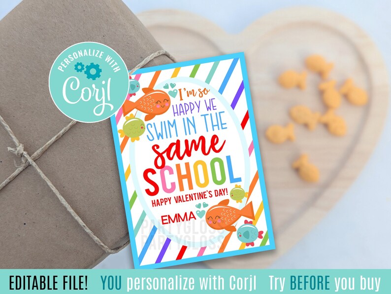 Editable Fish Valentine's Day Printable Tags Swedish Valentine Goldfish ...