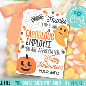 Editable Employee Appreciation Halloween Printable Gift Tags Cute ...