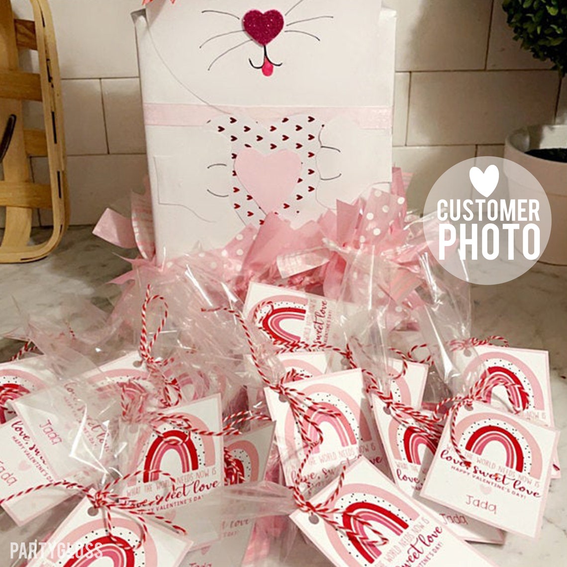 Boho Rainbow Valentine's Day Printable Love Sweet Love | Etsy