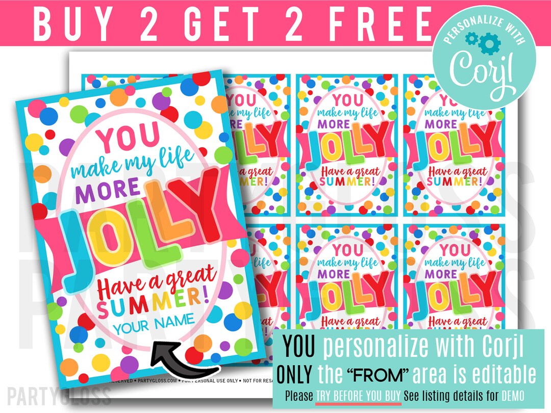 Editable Jolly Candy End of Year Printable Tags, Lollipop Gift Have A ...