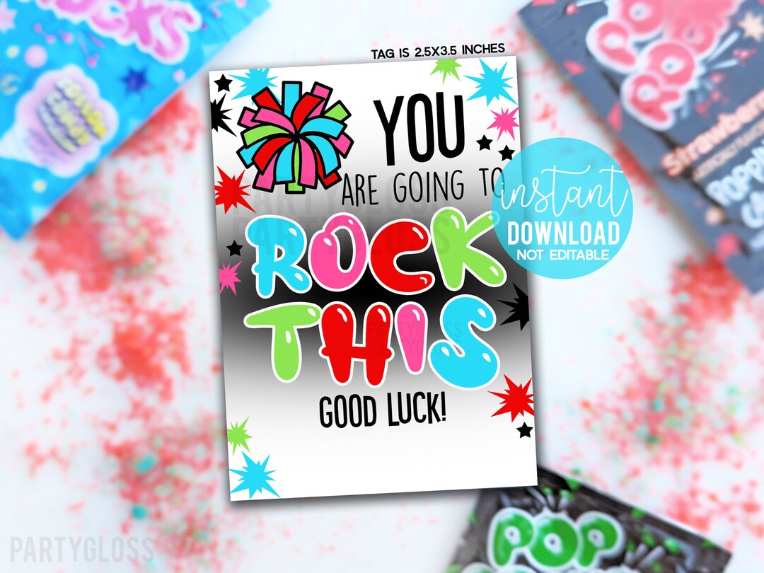 Cheer You Are Going to Rock This Good Luck Printable Gift Tags, Pop ...