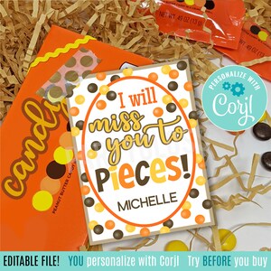 Editable I Will Miss You to Pieces Printable Appreciation Gift Tags ...