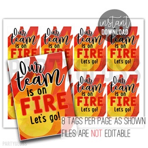 Our Team is on Fire Printable Tags, Red Hot Candy Tags Team Treat Tag ...