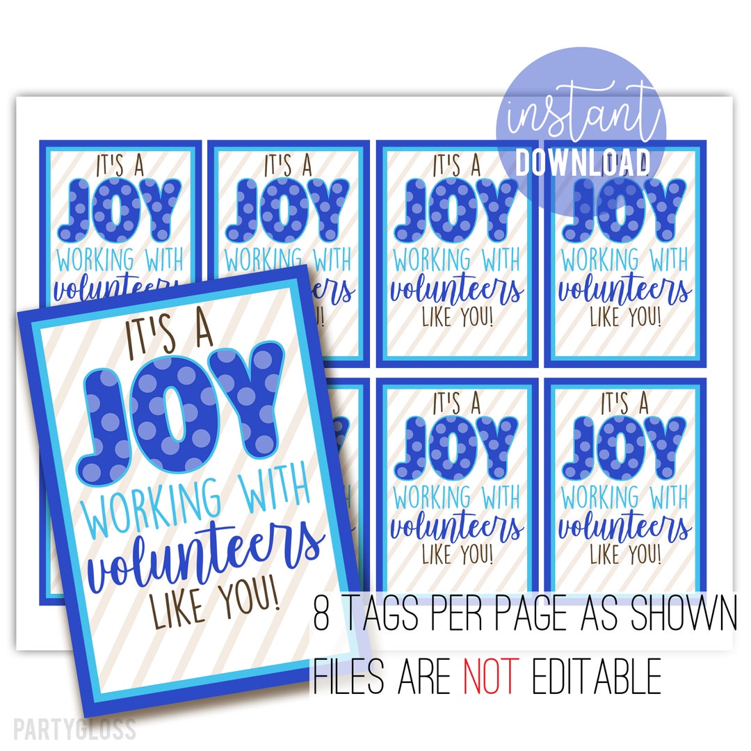 Volunteer Appreciation Printable Gift Tags, Joy Working With Volunteers ...