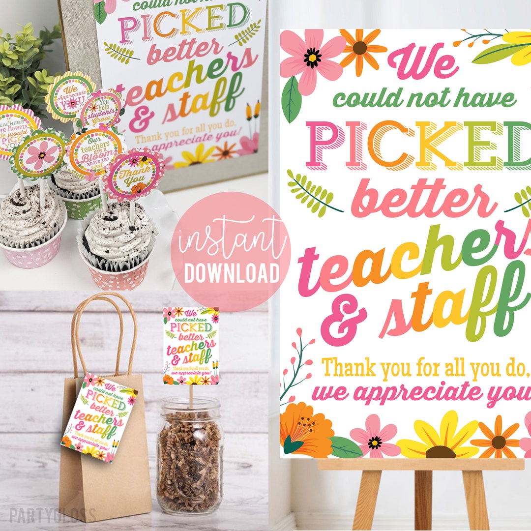 Teacher Appreciation Printable Flower Set, Floral Theme Teachers Week ...