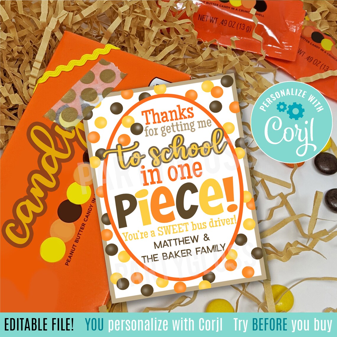 Editable Bus Driver Appreciation Printable Tag Carpool Gift - Etsy