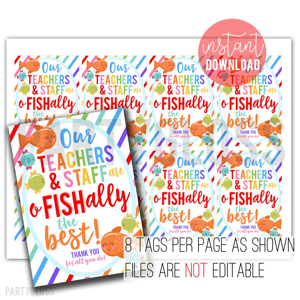 Teacher Appreciation Printable Tag, Fish Tags, Ofishally the Best, Easy ...