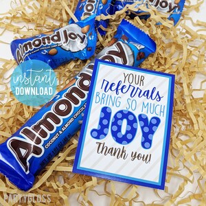 Joy Referral Appreciation Printable Gift Tags, Candy Treat Marketing ...