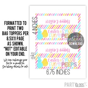 S'mores Peeps Printable Bag Toppers, Happy Easter Tag Smores Gift S ...