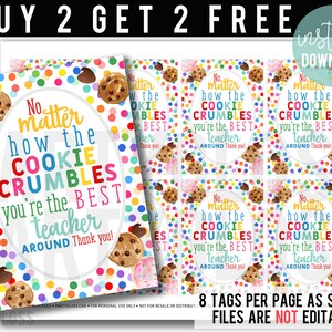 Teacher Appreciation Cookie Theme Printable Gift Tags, No Matter How ...