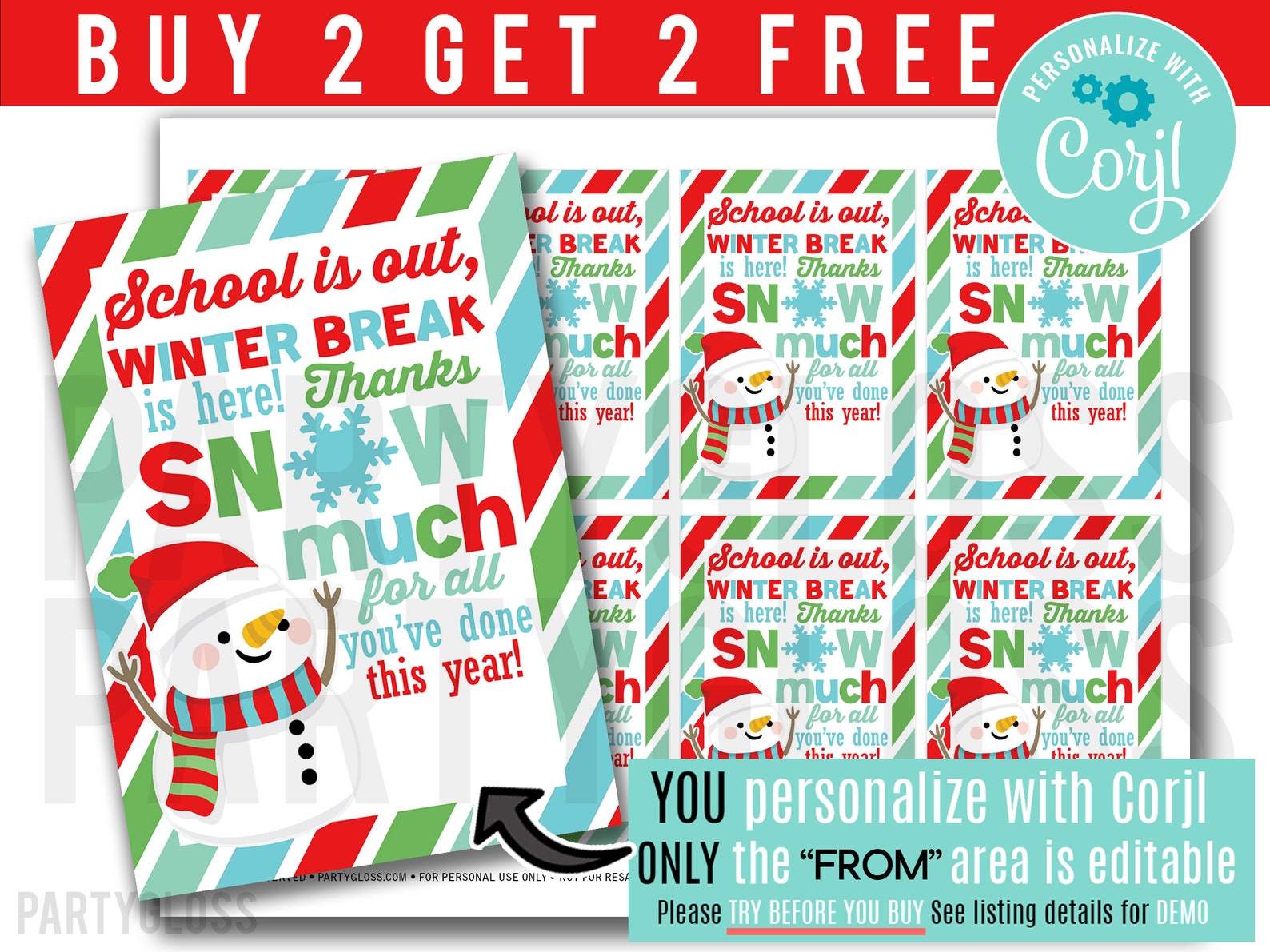 Editable Christmas School is Out Thanks Snow Much Appreciation ...