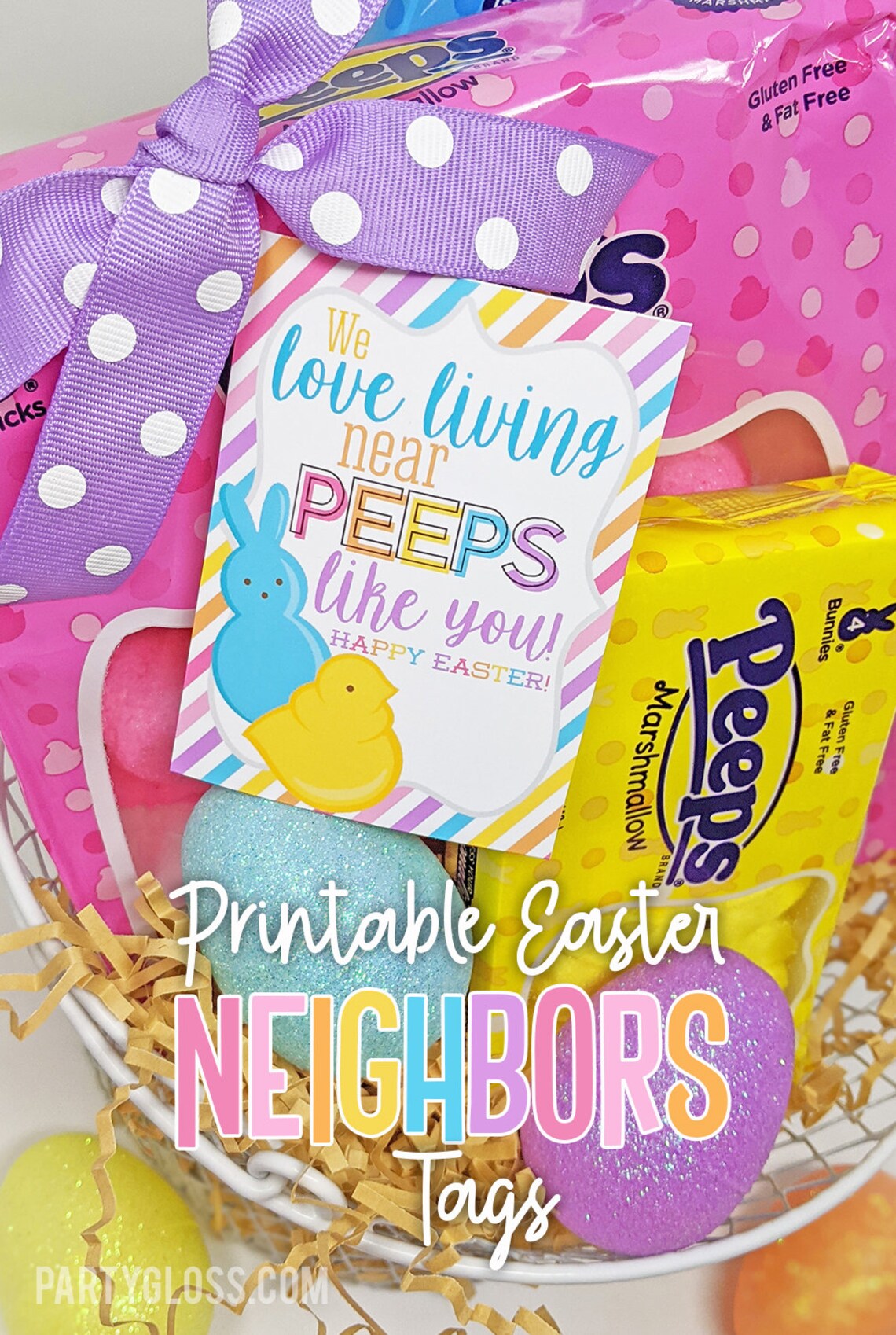 Easter Peeps Printable Tags Neighbor Gift Tag Spring | Etsy