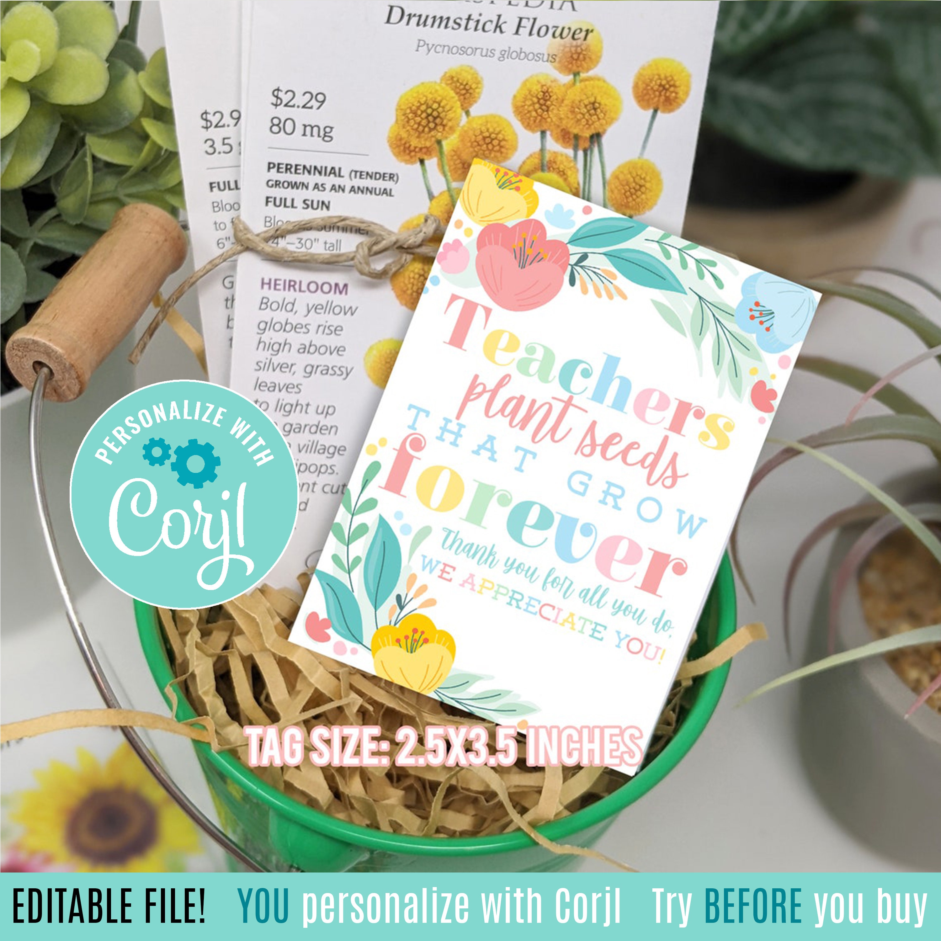Editable Floral Teacher Appreciation Printable Gift Tags, Teachers ...