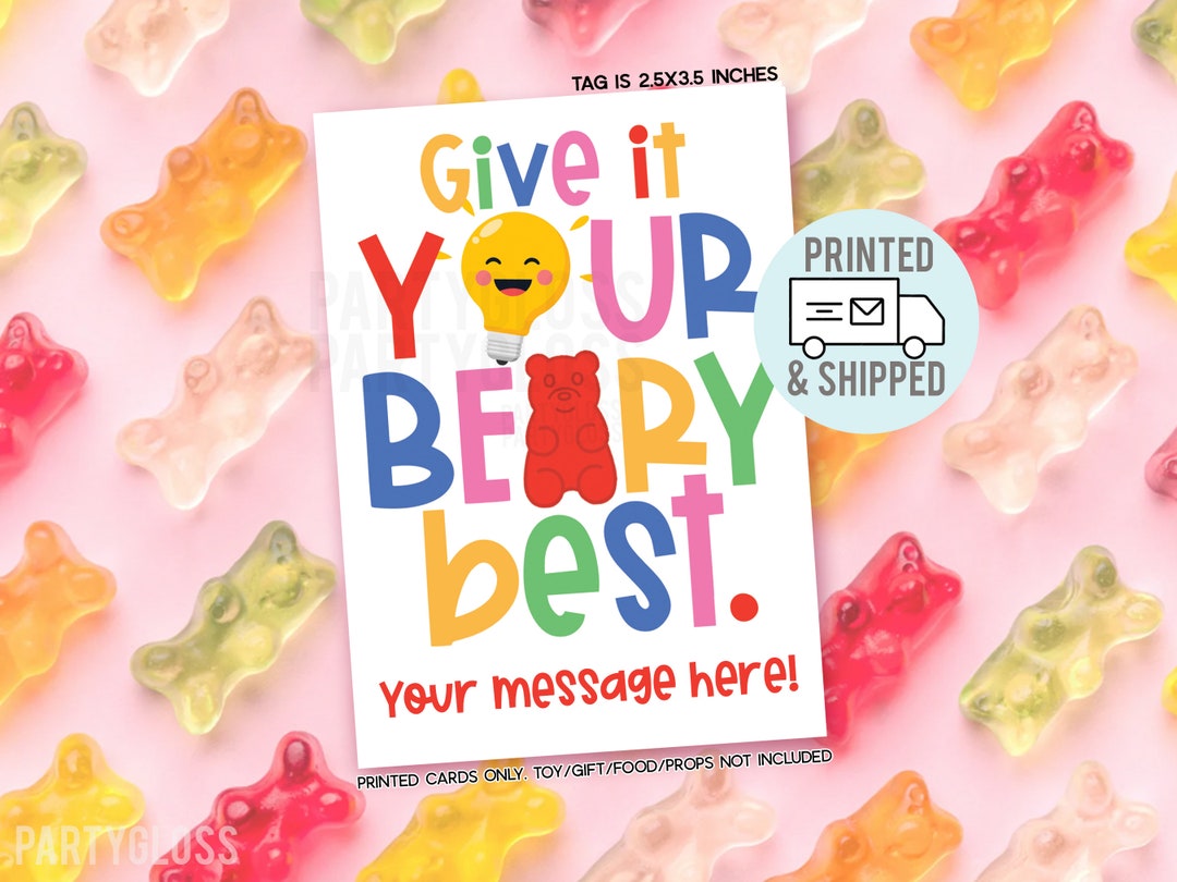 Printed and Shipped Test Taking Give It Your Beary Best Good Luck Gift ...