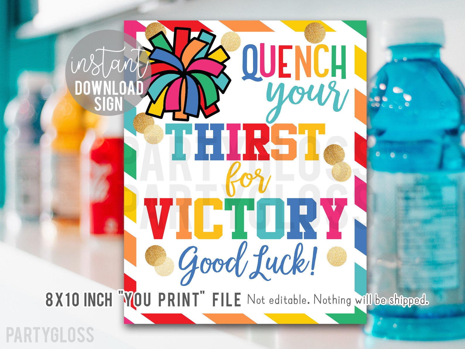 Cheer Good Luck Printable Tags, Quench Your Thirst for Victory Sports ...