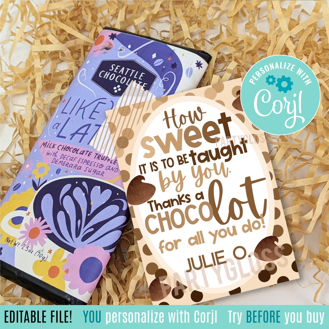 Editable Chocolate Teacher Appreciation Printable Tag | Chocolate ...