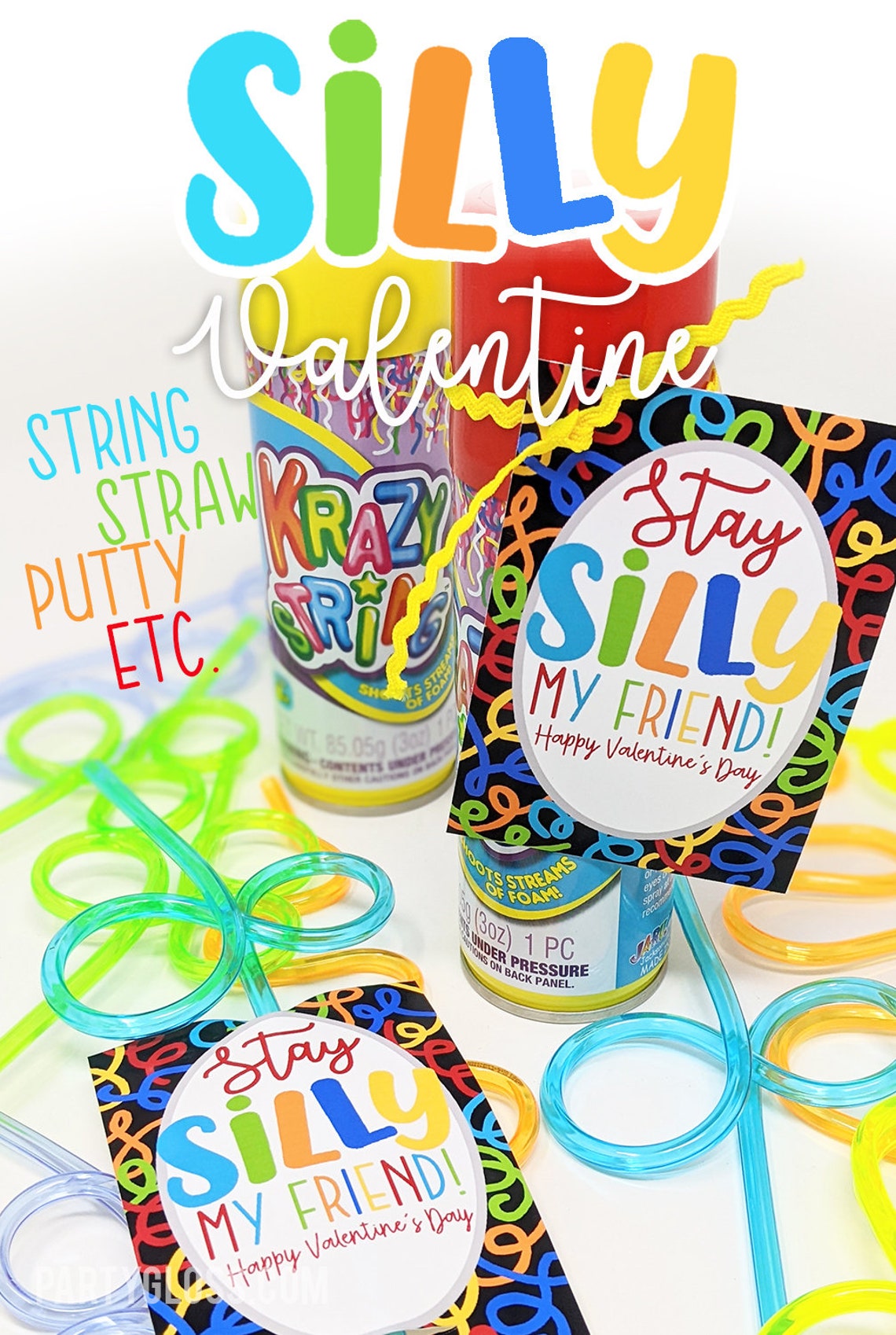 Silly Straw Valentine's Day Printable Crazy Straw - Etsy