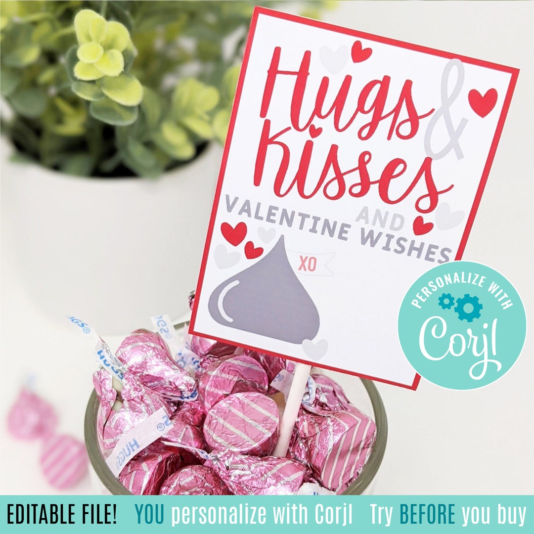 Editable Valentine's Day Printable Hugs and Kisses - Etsy