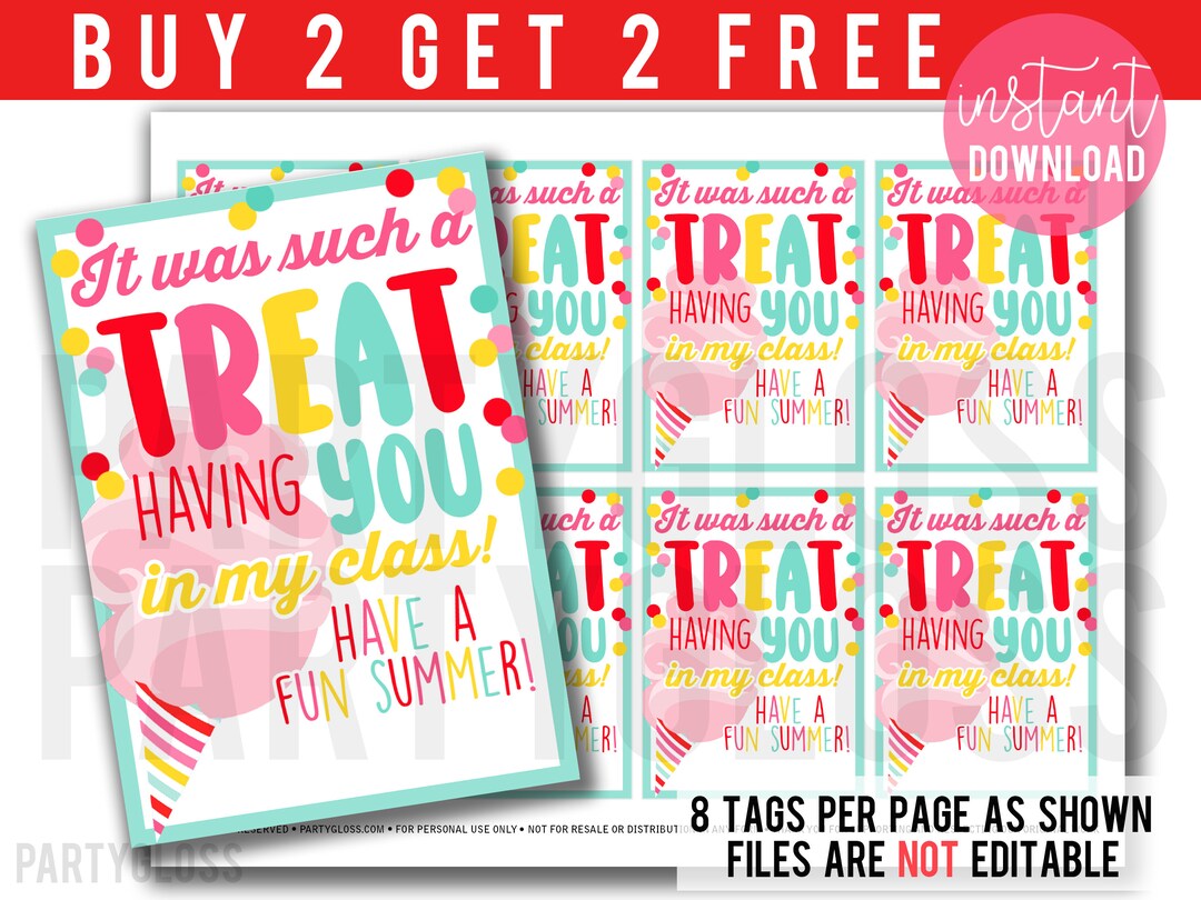 Such A Treat End of Year Printable Tags, Treat Having You in My Class ...