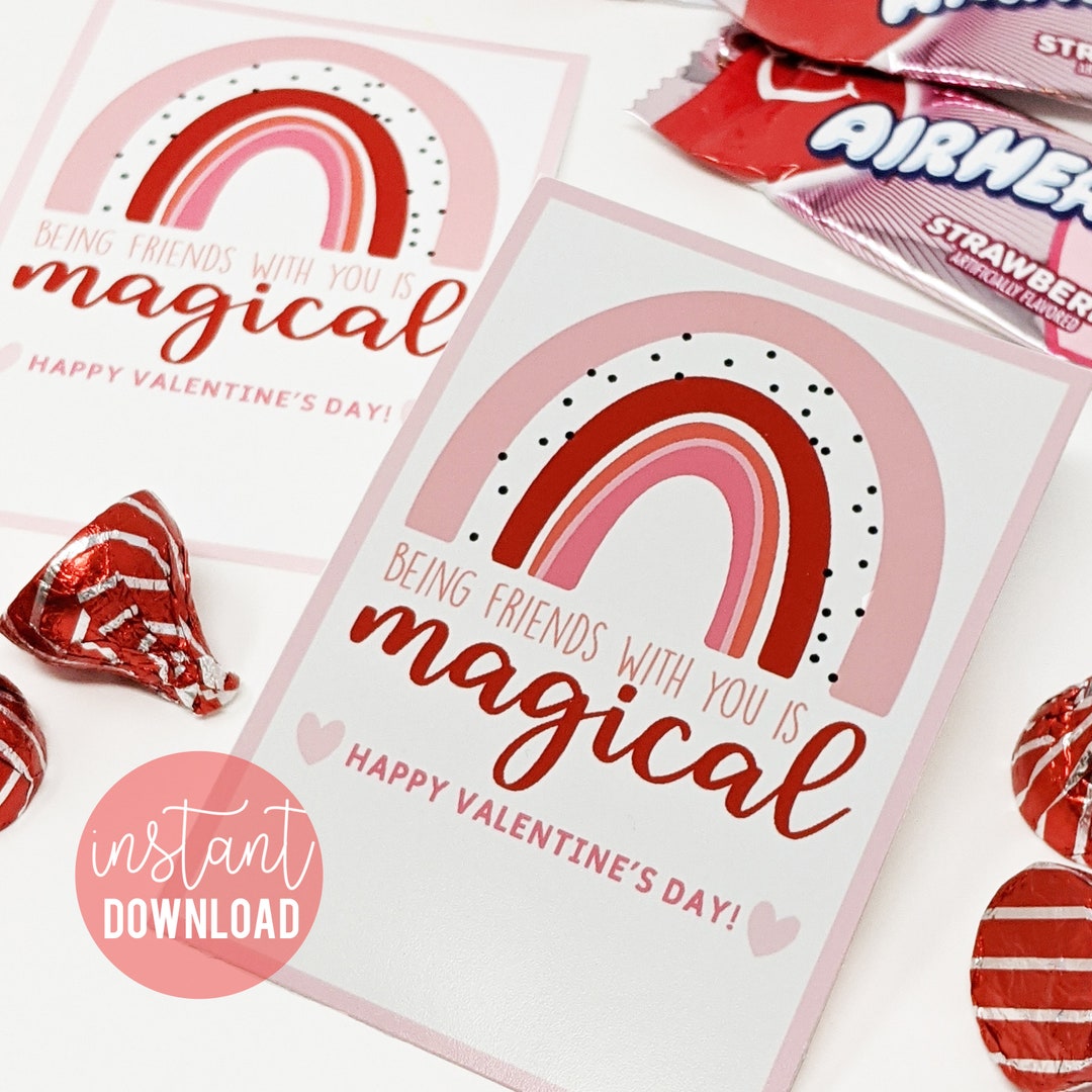 Rainbow Valentine's Day Printable Boho Magical Valentine Class Team ...