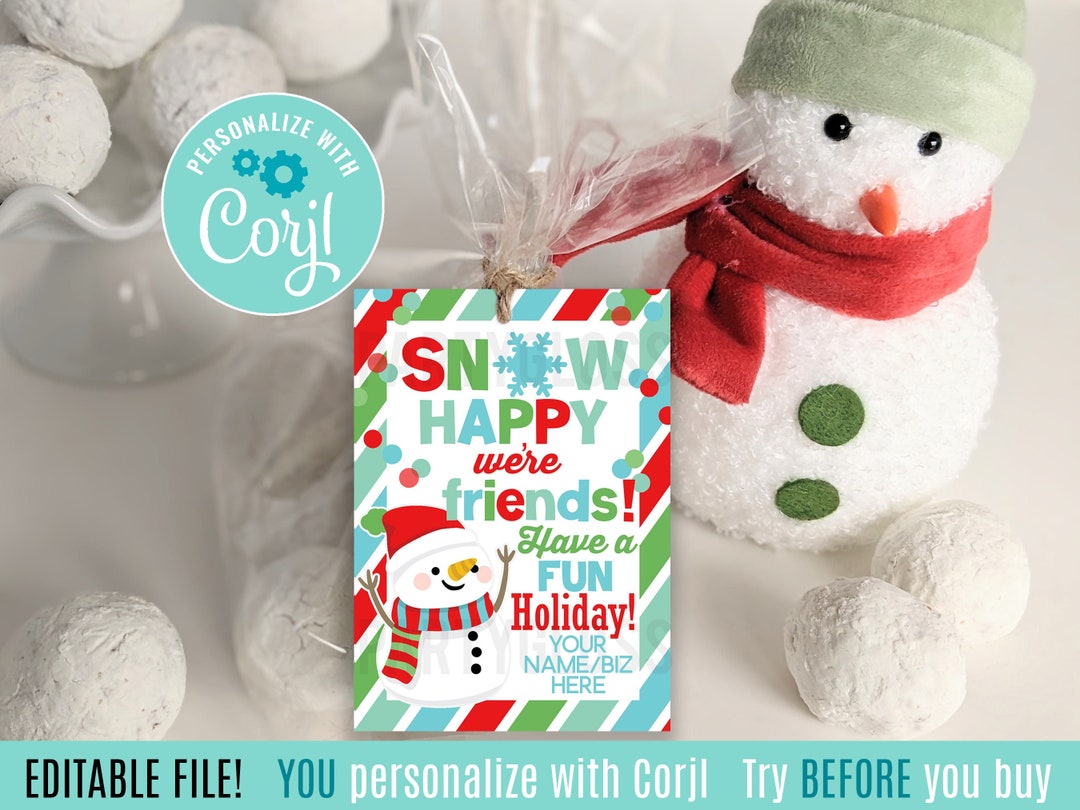 Editable Christmas Snow Happy We're Friends Appreciation Printable Gift ...