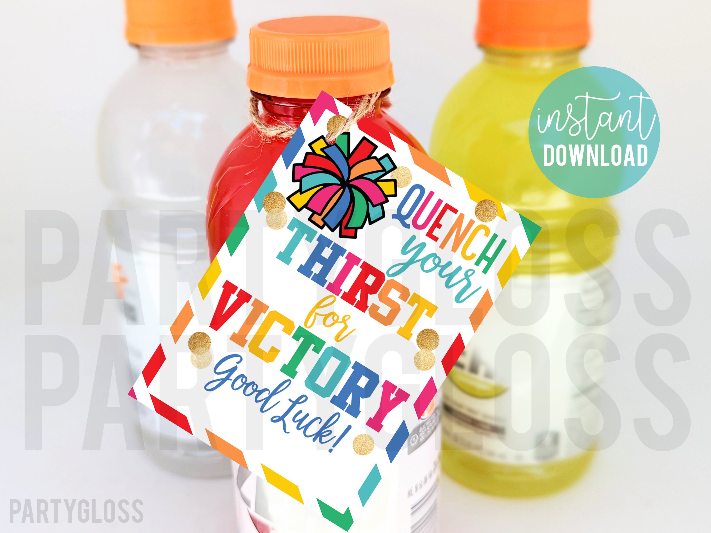 Cheer Good Luck Printable Tags, Quench Your Thirst for Victory Sports ...