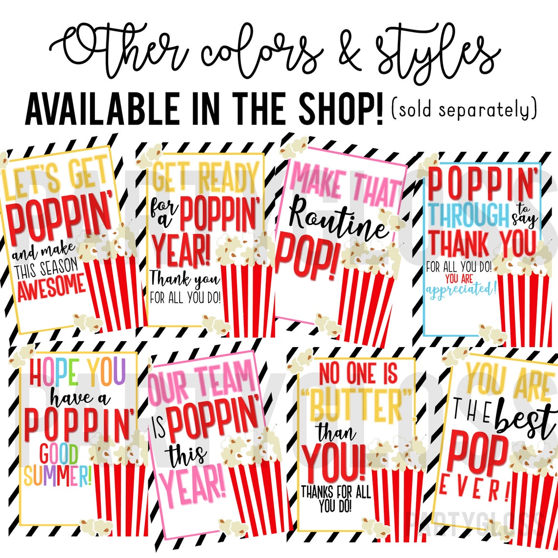 Popcorn Party Favor Tag Popcorn Printable Thank You Tag - Etsy