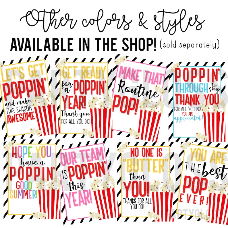 Popcorn Party Favor Tag Popcorn Printable Thank You Tag - Etsy