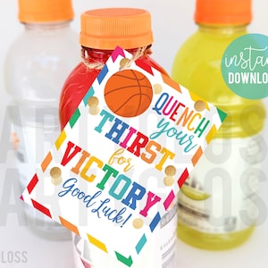 Basketball Good Luck Printable Tags, Quench Your Thirst for Victory ...