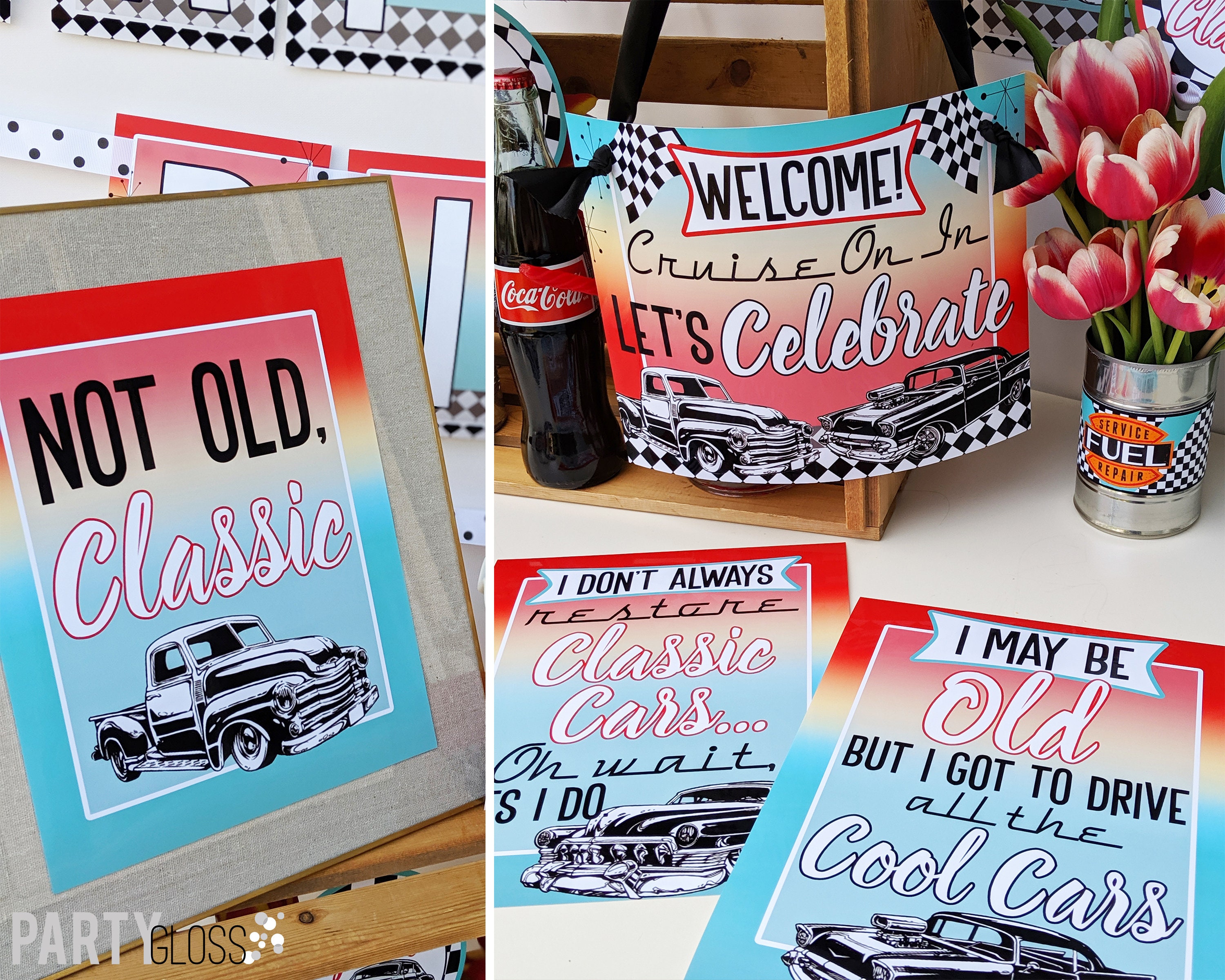 Classic Car Hot Rod Diner Instant Download Birthday Party Package, Dad ...