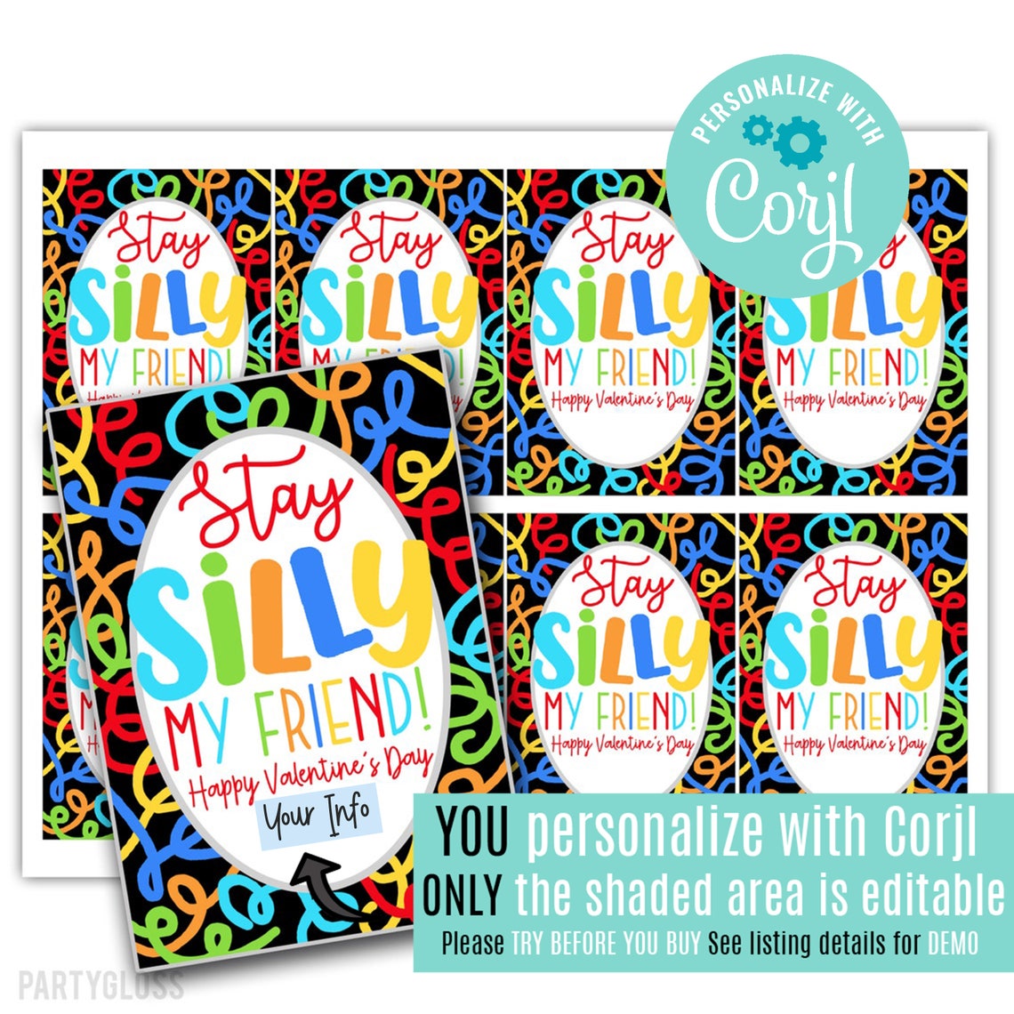 Editable Silly Valentine's Day Printable Gift Tags Silly Straw ...