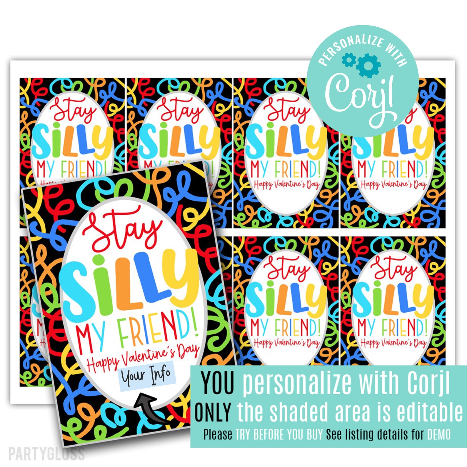 Editable Silly Valentine's Day Printable Silly Straw - Etsy