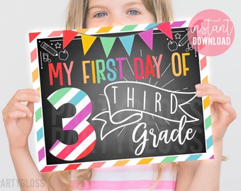 First Day of 3rd Grade Girly Printable Back to School - Etsy