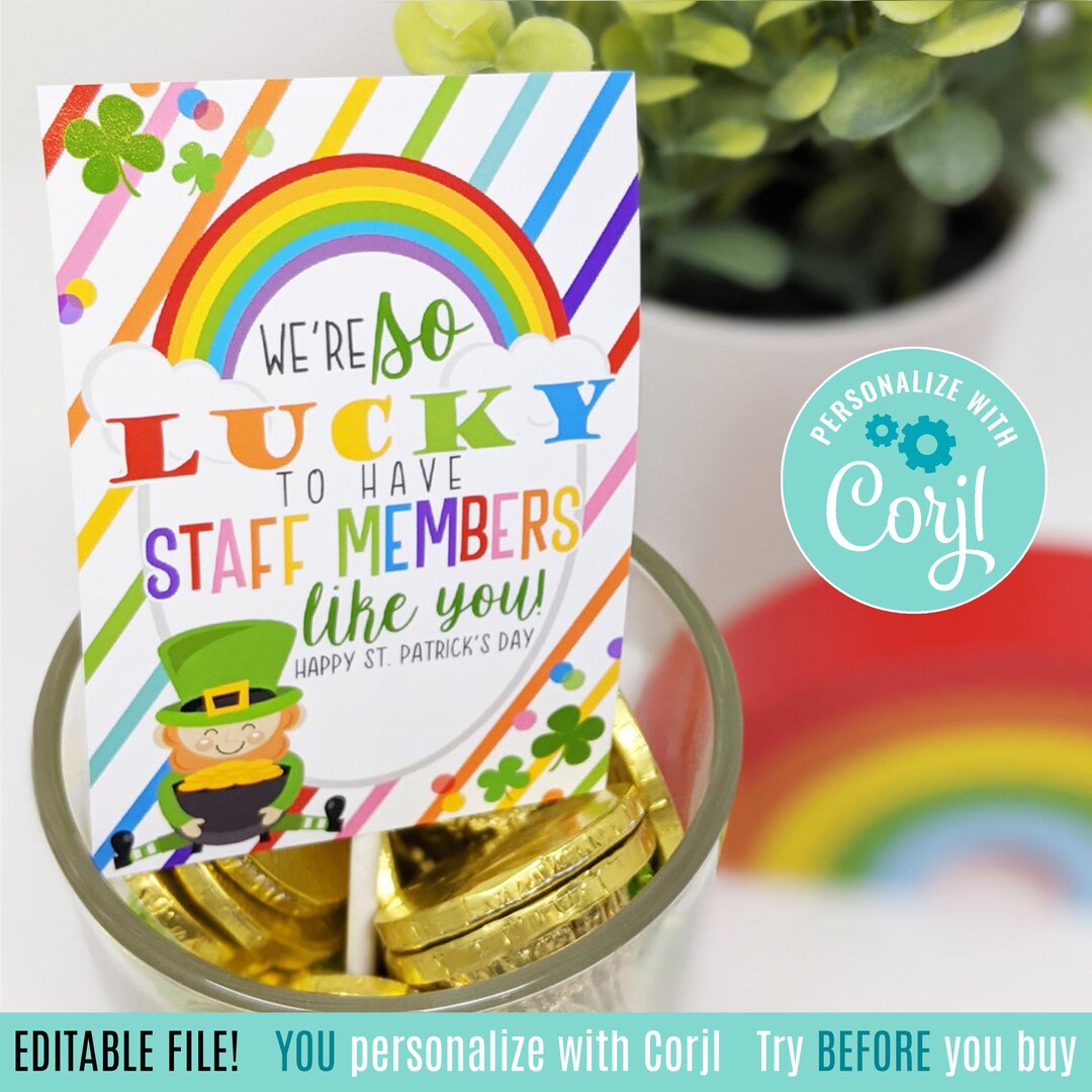 Editable St. Patrick's Day Printable Staff Appreciation Tags Member ...