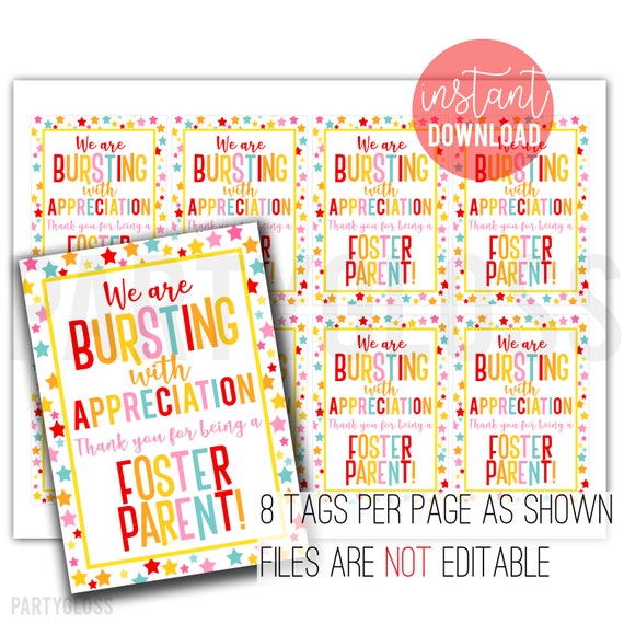 Foster Parent Appreciation Printable Tag Foster Parent Thank | Etsy