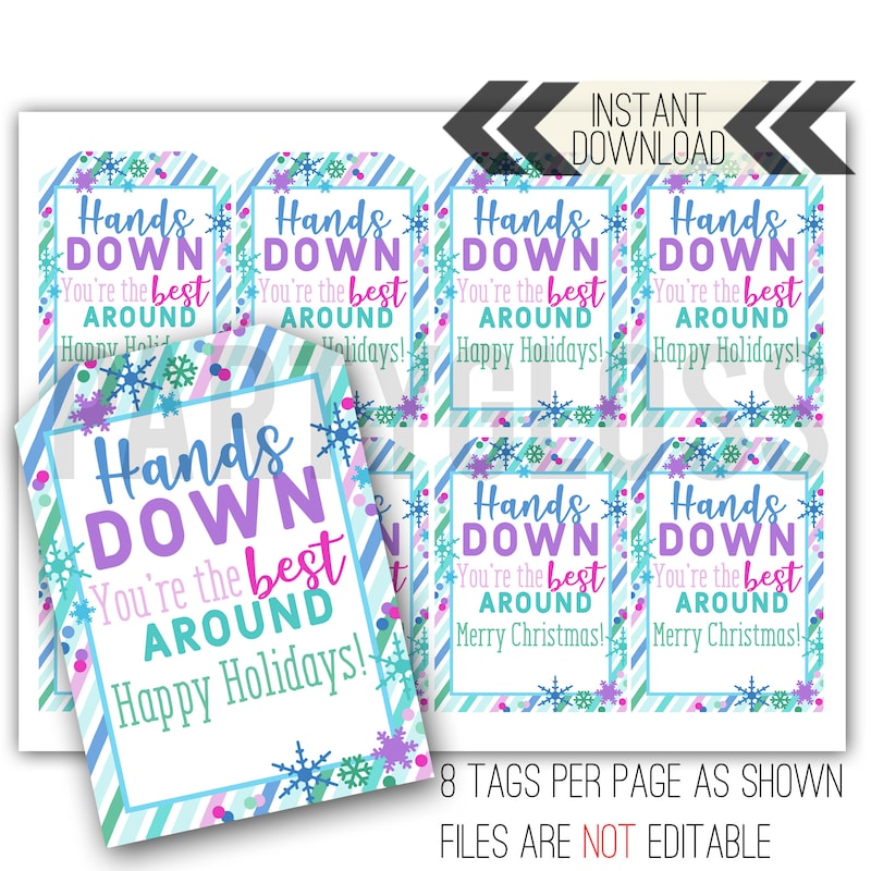 Hands Down Your the Best Around Christmas Tag - Etsy