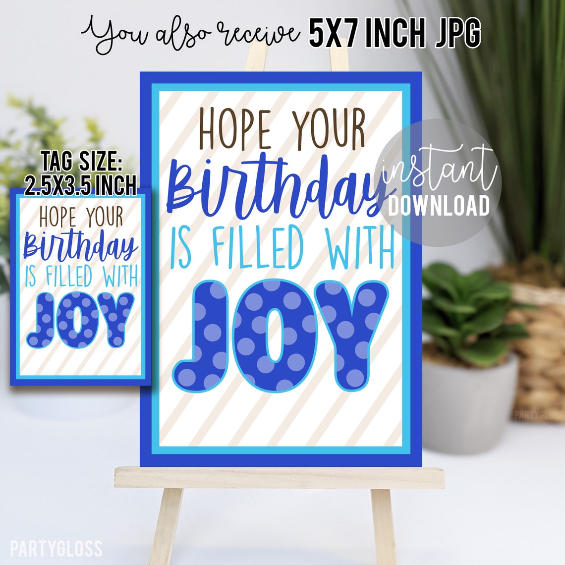 Birthday Printable Tag Printable Joy Birthday Tags Joy - Etsy