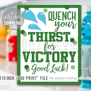 Green Swimming Good Luck Printable 8x10 Inch Sign, Quench Your Thirst ...
