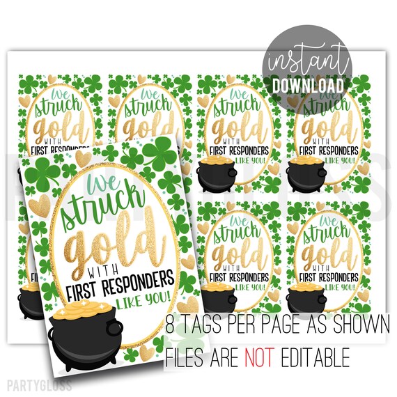 First Responder Appreciation Printable Tag Thank You St. | Etsy