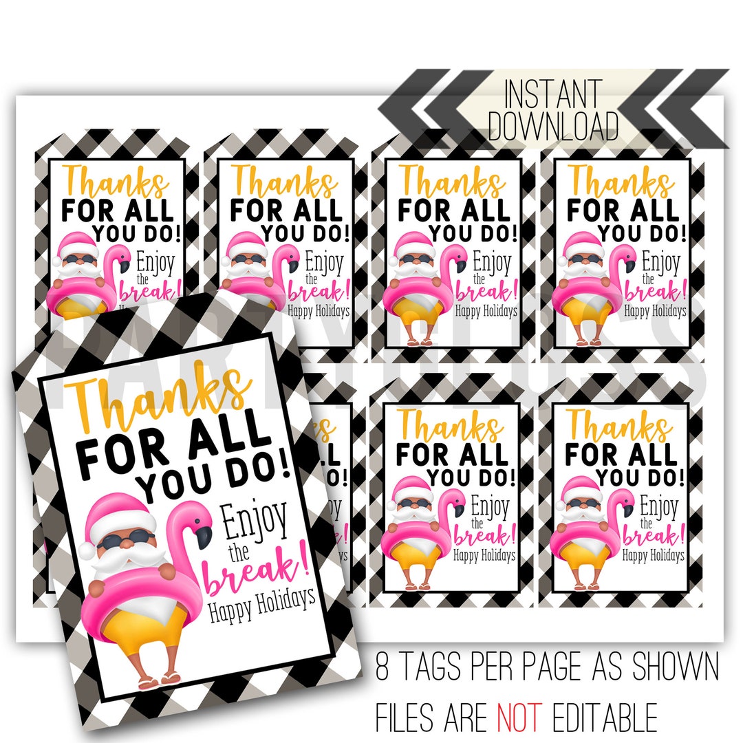 Staff Appreciation Printable Tag | Holiday Staff Gift | Staff Tag ...