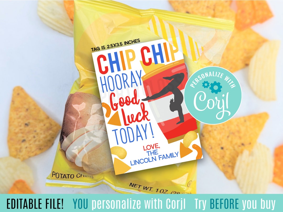 Editable Gymnastics Chip Chip Hooray Good Luck Today Printable Gift ...