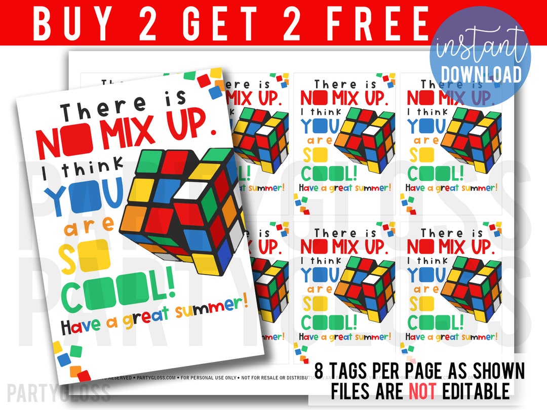 Puzzle Cube End of the Year Printable Tags, Non Food, No Mix up ...