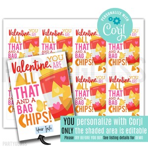Editable Valentine's Day Printable Tags All That and A Bag of Chips ...