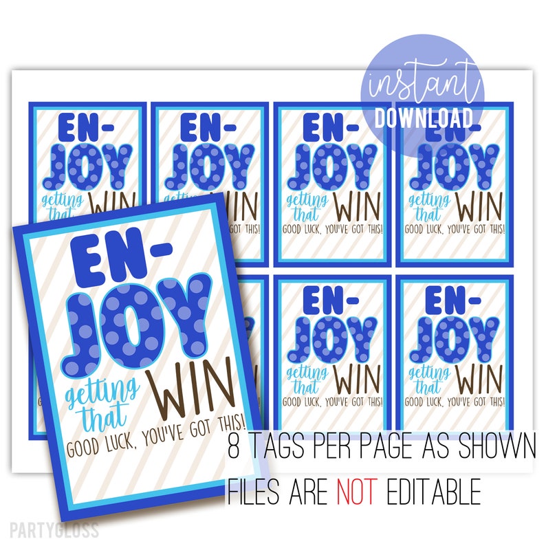 Good Luck Printable Tag Printable Joy Team Tags Enjoy - Etsy