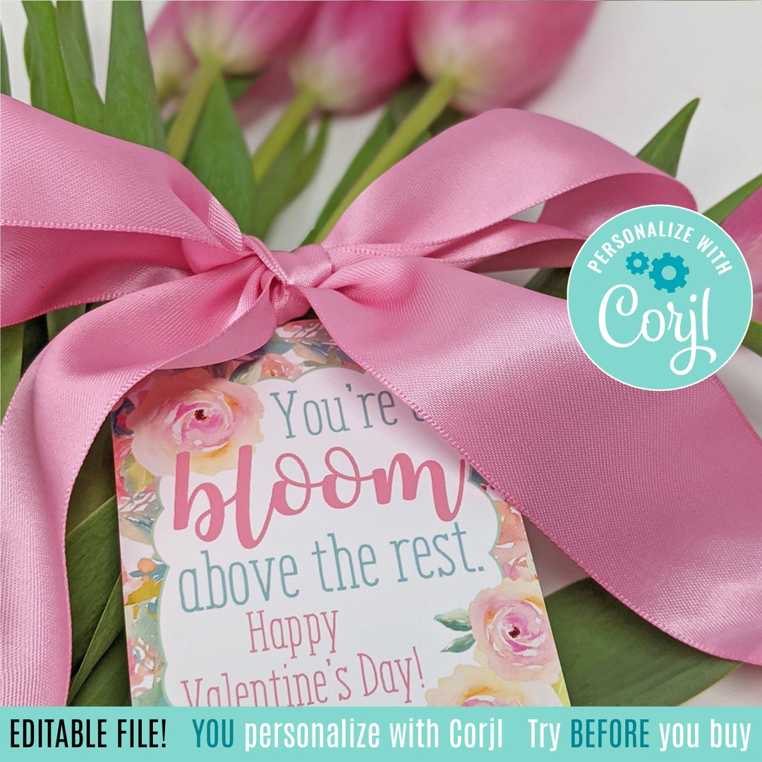 Editable Valentine's Day Printable Tags Floral Flower Valentine Class ...
