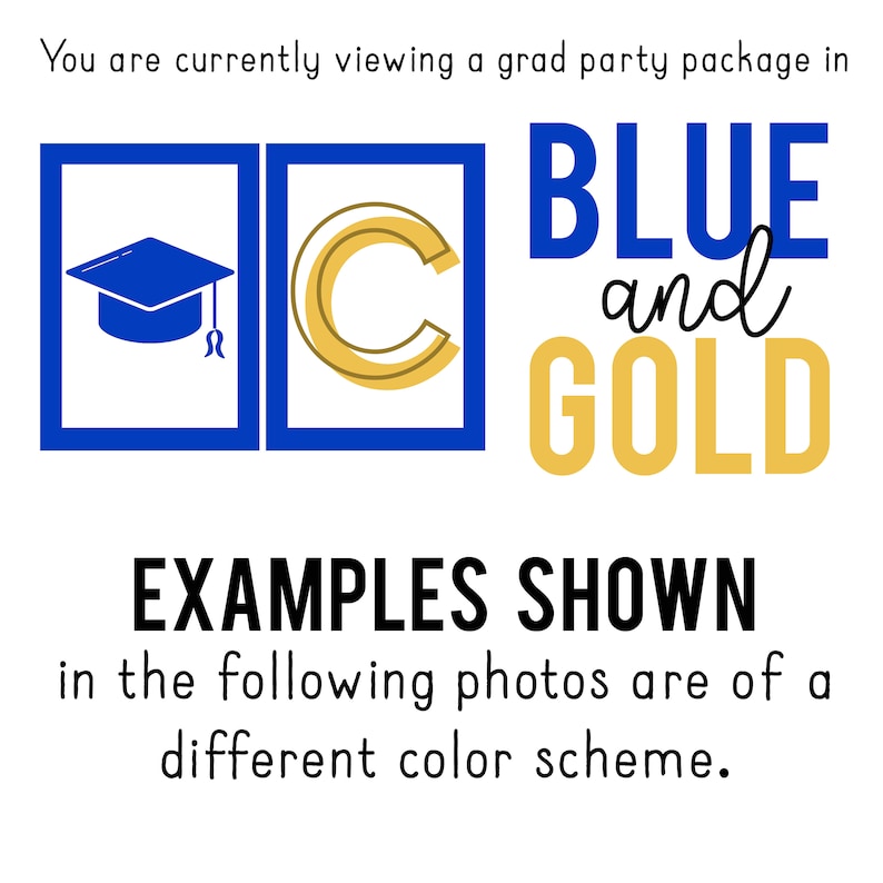 Blue and Gold Graduation Printable Package Grad Party Decor - Etsy