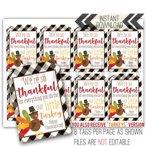 Our Little Turkey Teacher Appreciation Printable Gift Tags, Happy ...