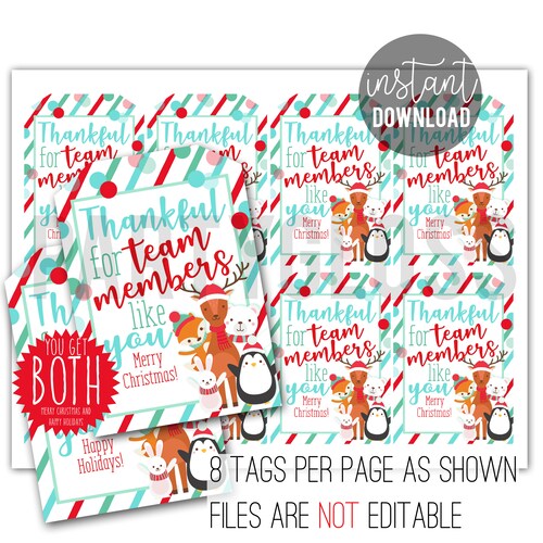 Christmas Holiday Staff Gift Printable Tag Christmas - Etsy