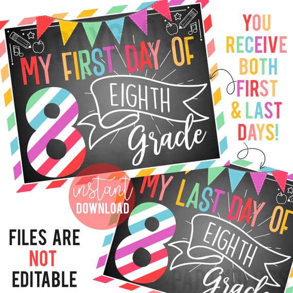 First Day of Eighth Grade 8x10 Printable Sign Back to School - Etsy